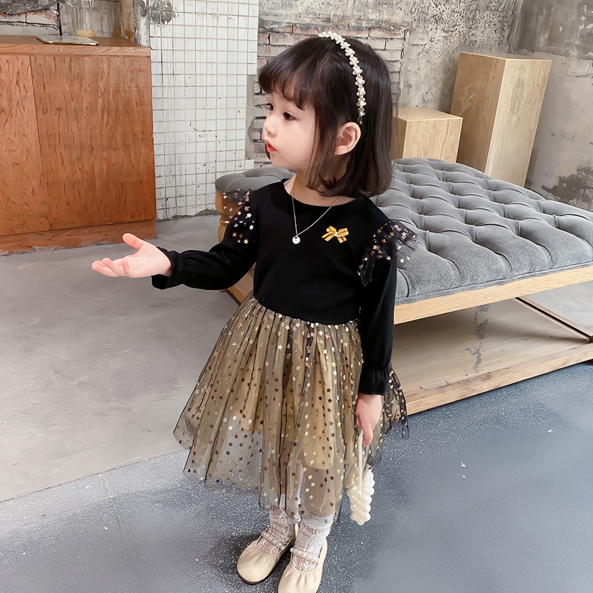 PRINCESS KESLI 1-8 Years Girl Hitam Gaun Budak Long Sleeve Dress Baju ...