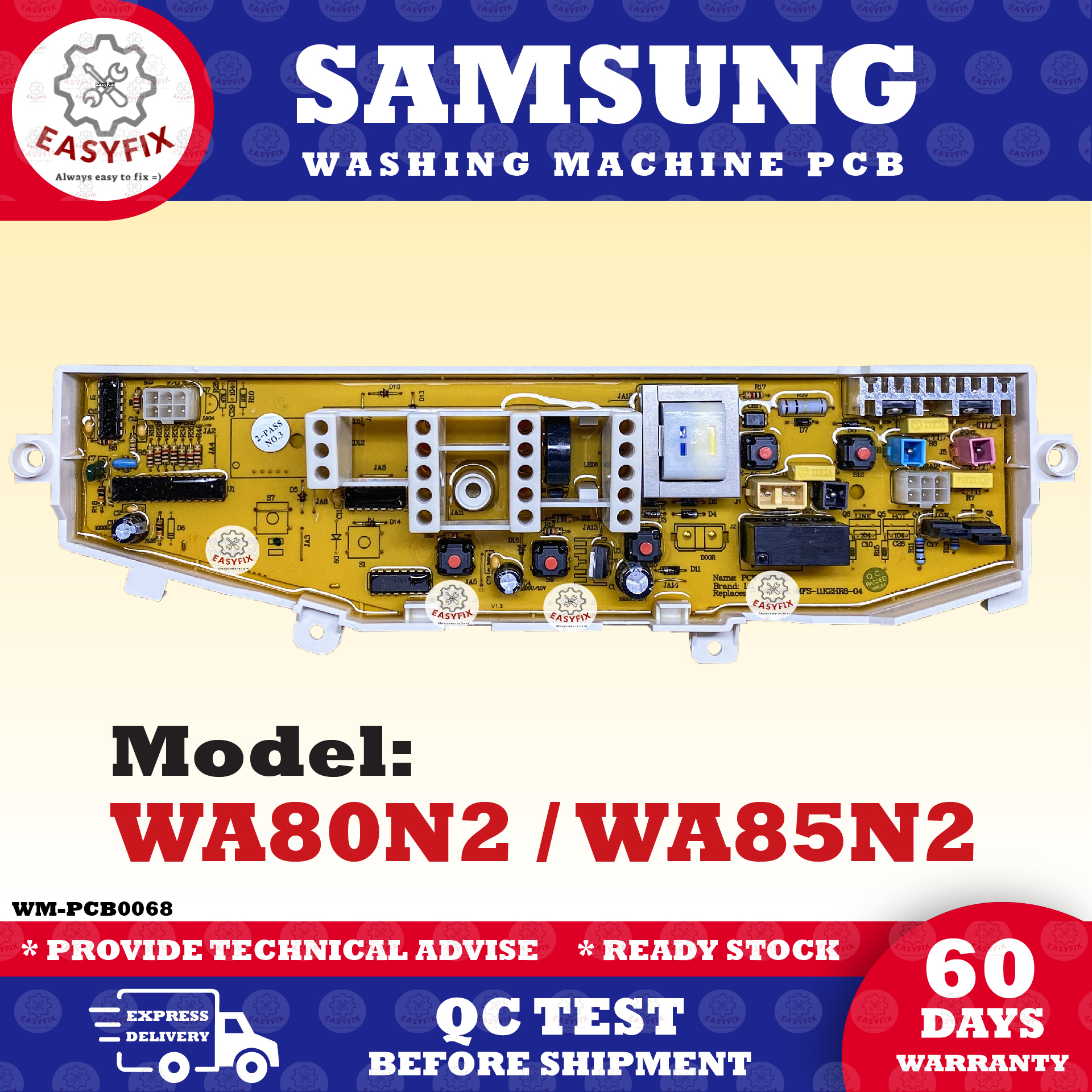 WA80N2 / WA85N2 SAMSUNG WASHING MACHINE PCB BOARD (CONTROL BOARD) WA-80N2 WA-85N2 WA 80N2 85N2 ...