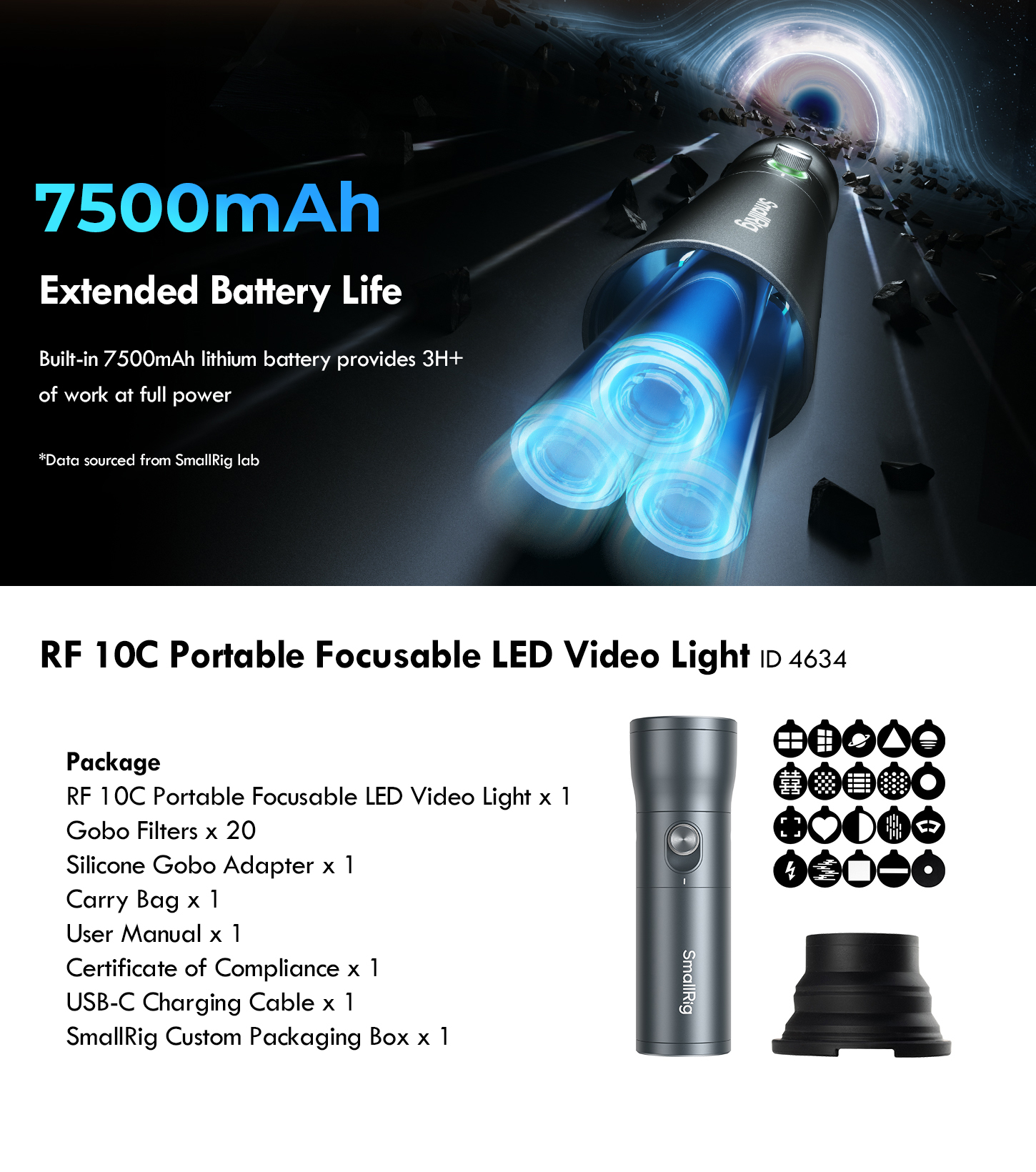 SmallRig RF 10C RGB LED Photography Flashlight Portable Focusable ...