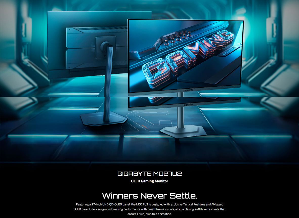 Gigabyte MO27U2 Gaming Monitor (27'' QD-OLED UHD 4K 3840 x 2160 /0.03ms/240Hz REFRESH RATE/3YRS ...
