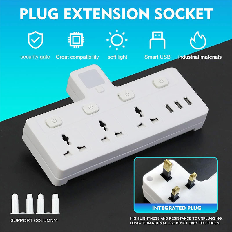 【COD】3Pin Adaport Adaptor Adapter Universal Multi Socket Outlet USB ...