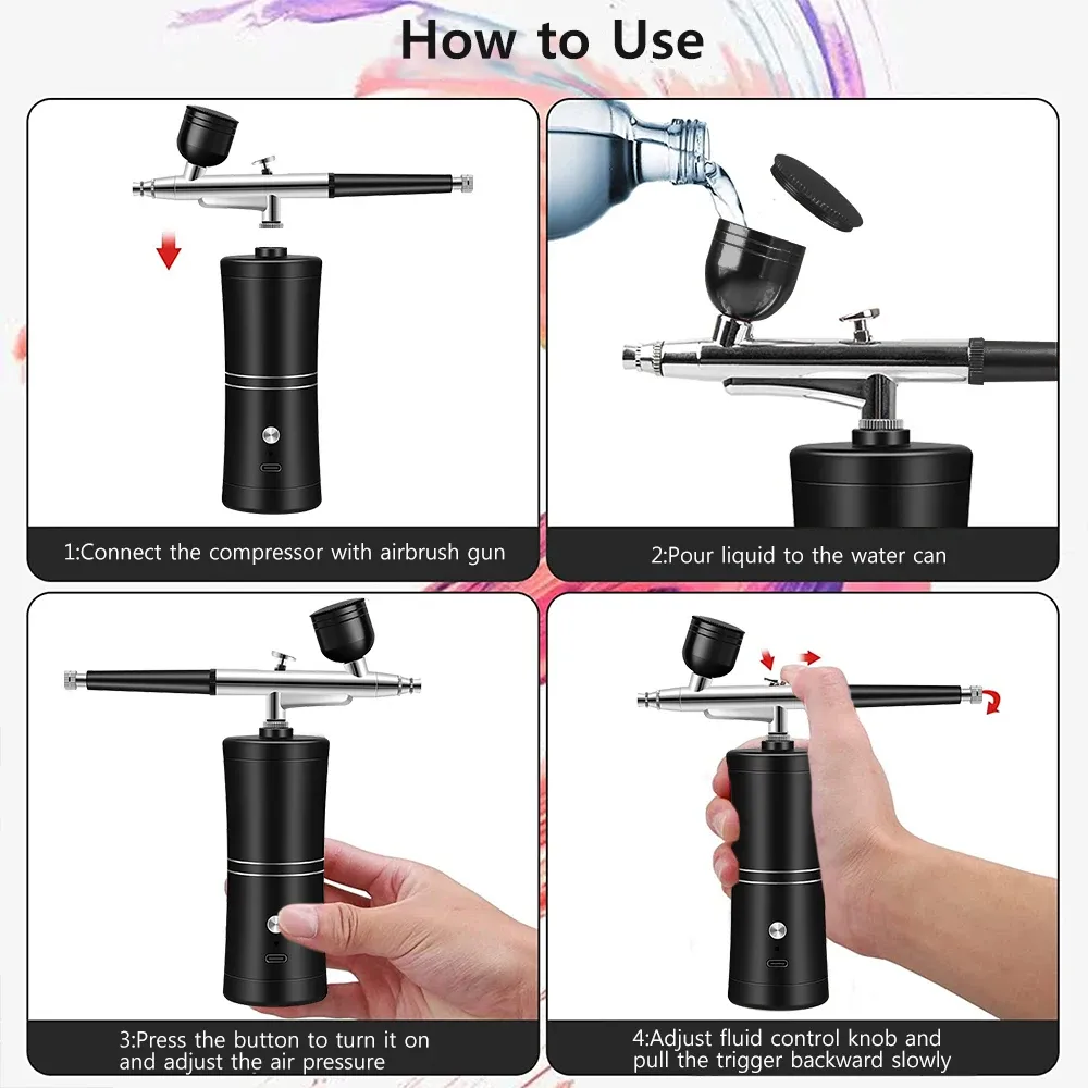 Cordless Mini Airbrush Set Spray Pump Gen Pen Air Compressor Kit ...