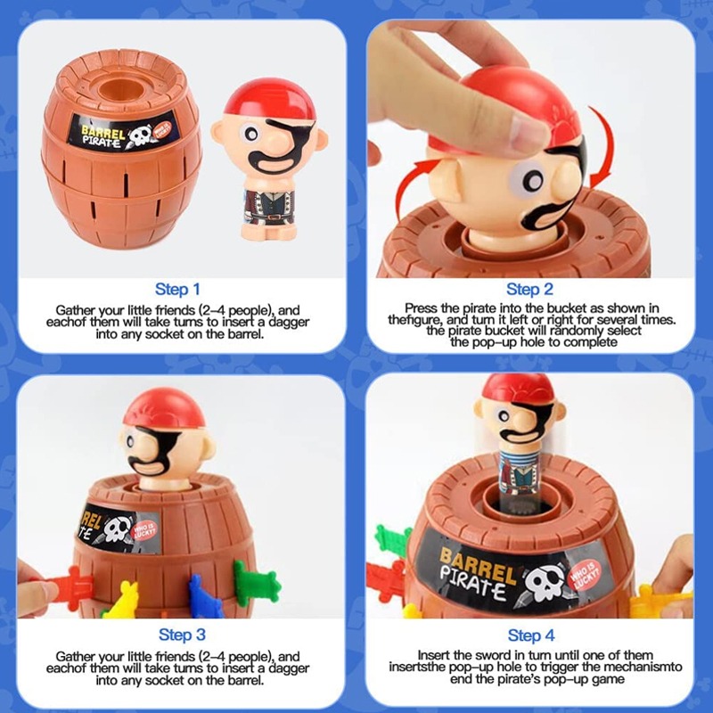 Wenbo Pirate Barrel Game Toy Fun And Tricky Parent Child Party Game ...