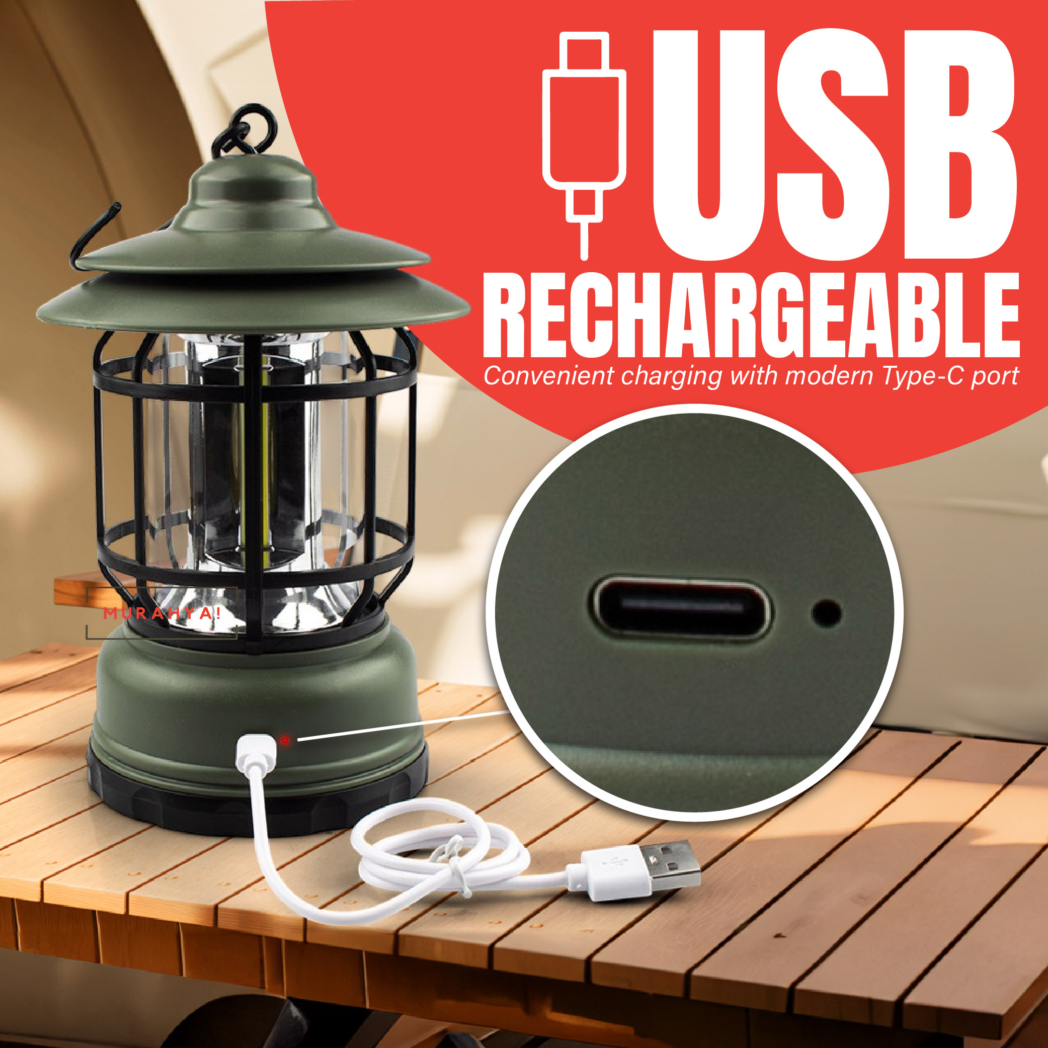 Camping LED Vintage Lantern Light Retro Design Warm white High Hanging ...