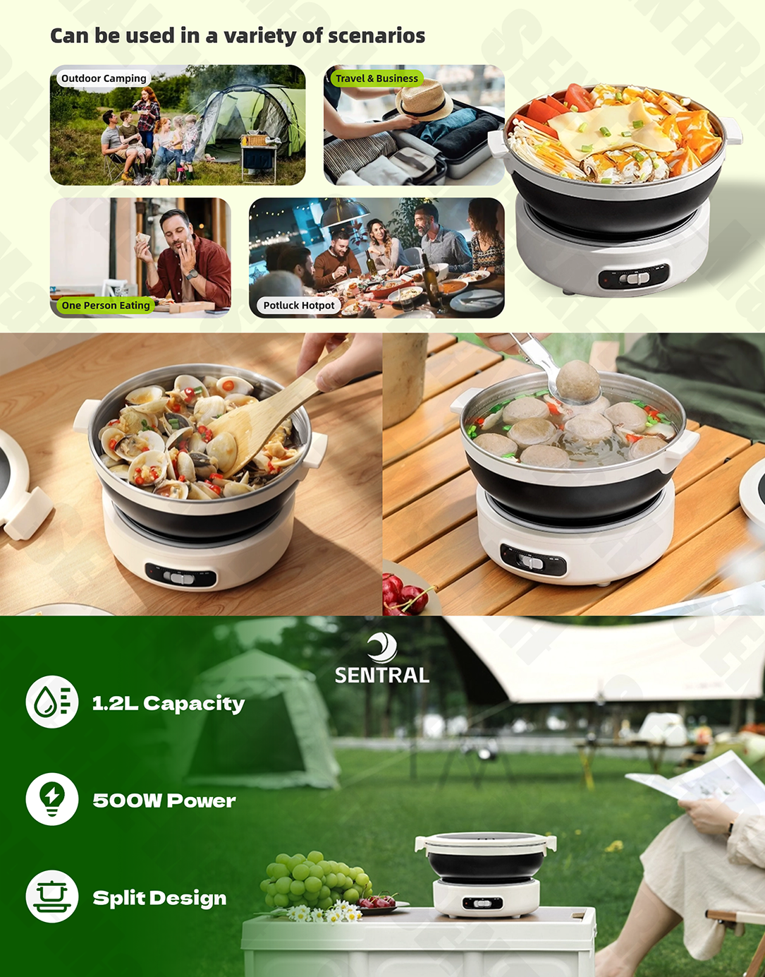 Portable Electric Cooker Foldable Multifunctional Non-Stick Multi ...