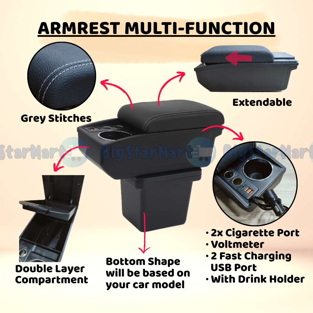 Car Armrest Console box USB Port Armrest Axia old Bezza Viva Myvi old ...