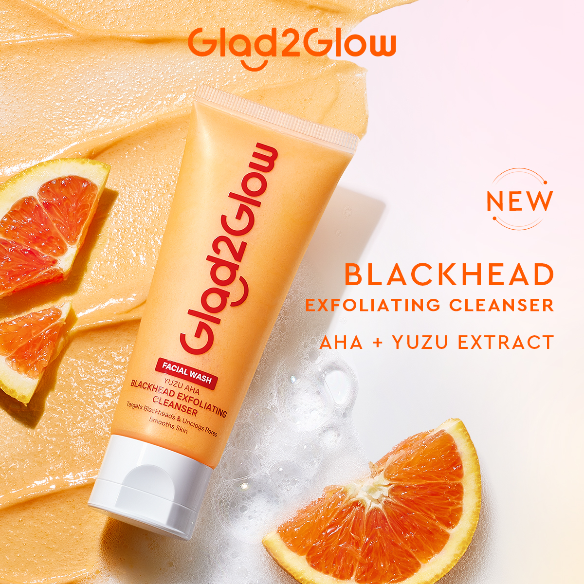 【NEW LAUNCH】Glad2Glow Yuzu AHA Blackhead Smooth Exfoliating Cleanser ...