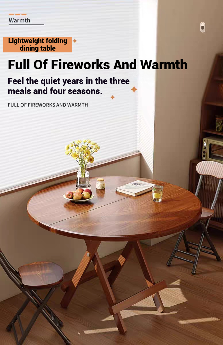 【No Need Install】Foldable Round Table Folding Dining Table Set Portable ...
