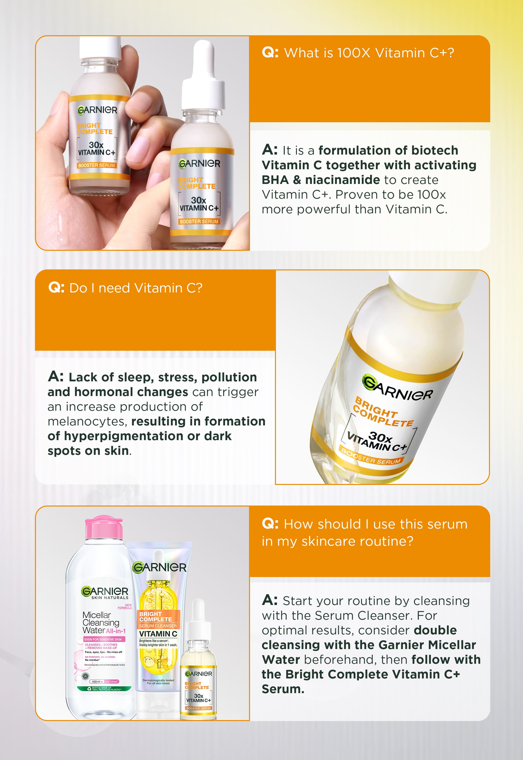 BESTSELLER Garnier Bright Complete Vitamin C+ BHA Niacinamide Fade Dark Spot Serum (30mlx2) 100X ...