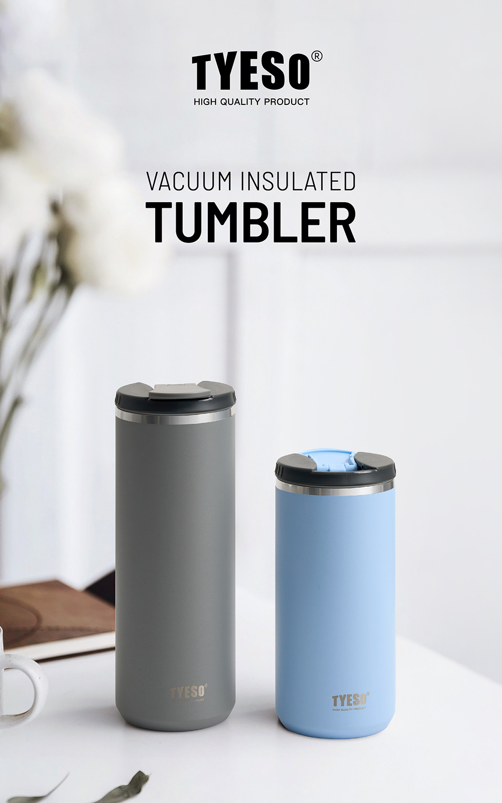 TYESO Vacuum Insulated Tumbler Bottle Keep Cold And Hot (600ml/750ml) TS-01027/TS-01028 | Shopee ...