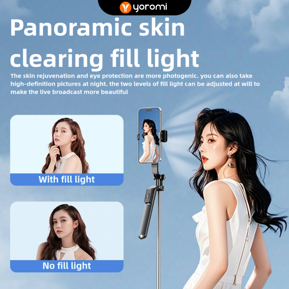 Yoromi Extendable Selfie Stick Tripod With Fill Light & Remote (178cm) | Shopee Malaysia