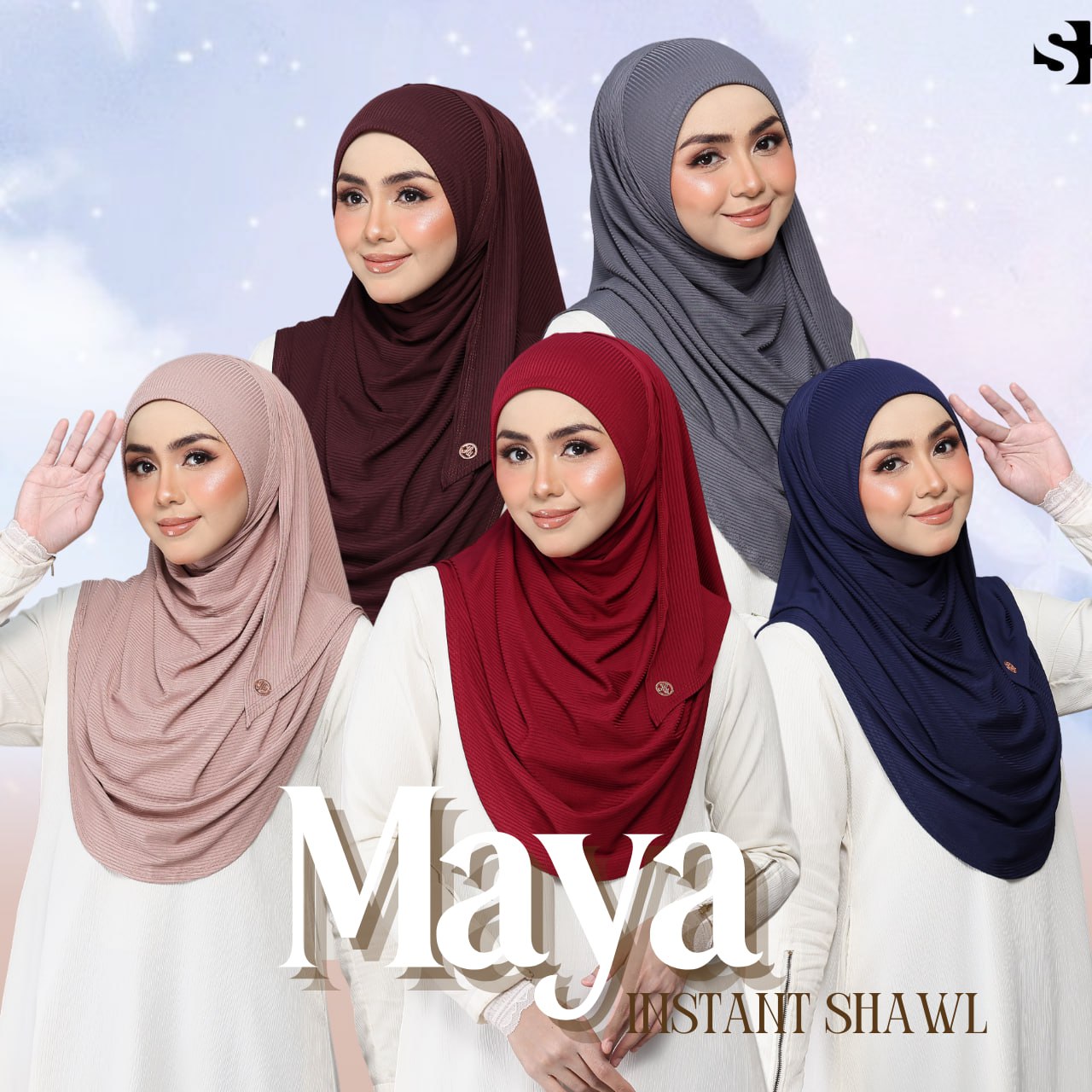 TUDUNG MAYA INSTANT SHAWL - HQ COTTON RIBBED PREMIUM - IRONLESS & FLIP FLOW INSTANT HEEJAB ...