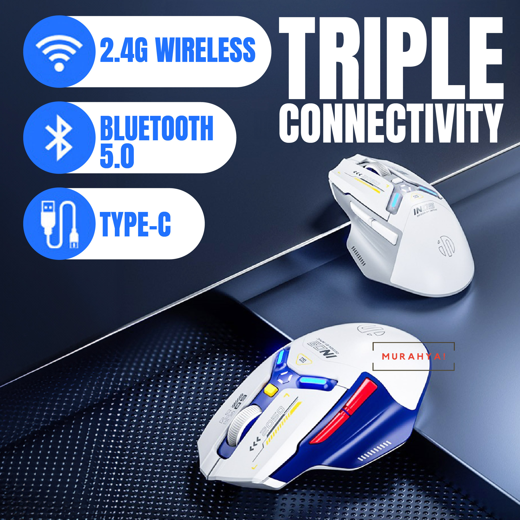 Mouse Inphic Wireless IN9 Tri-Mode Rechargeable RGB Gaming Mice ...