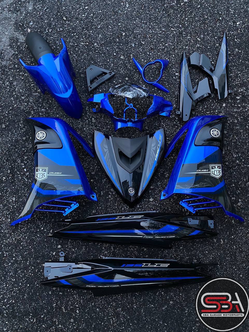 COVERSET BODYSET YAMAHA LC LC135 V6 V7 DR EXCITER BLUE BIRU EXR STRIPE ...