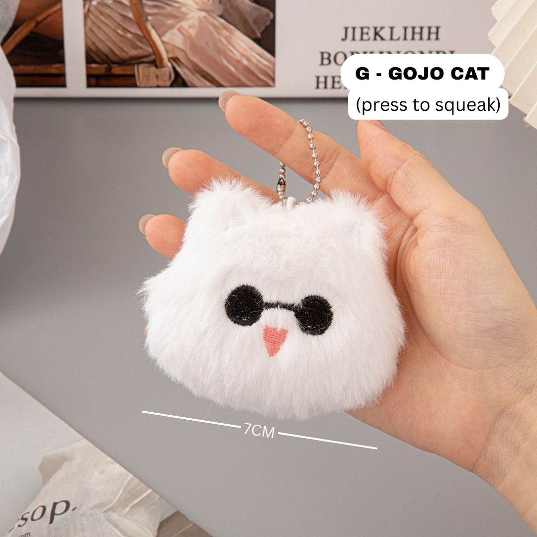Cat Plush Keychain Cute Squeeze Squeak Sound Squish Bag Accessory Ball ...