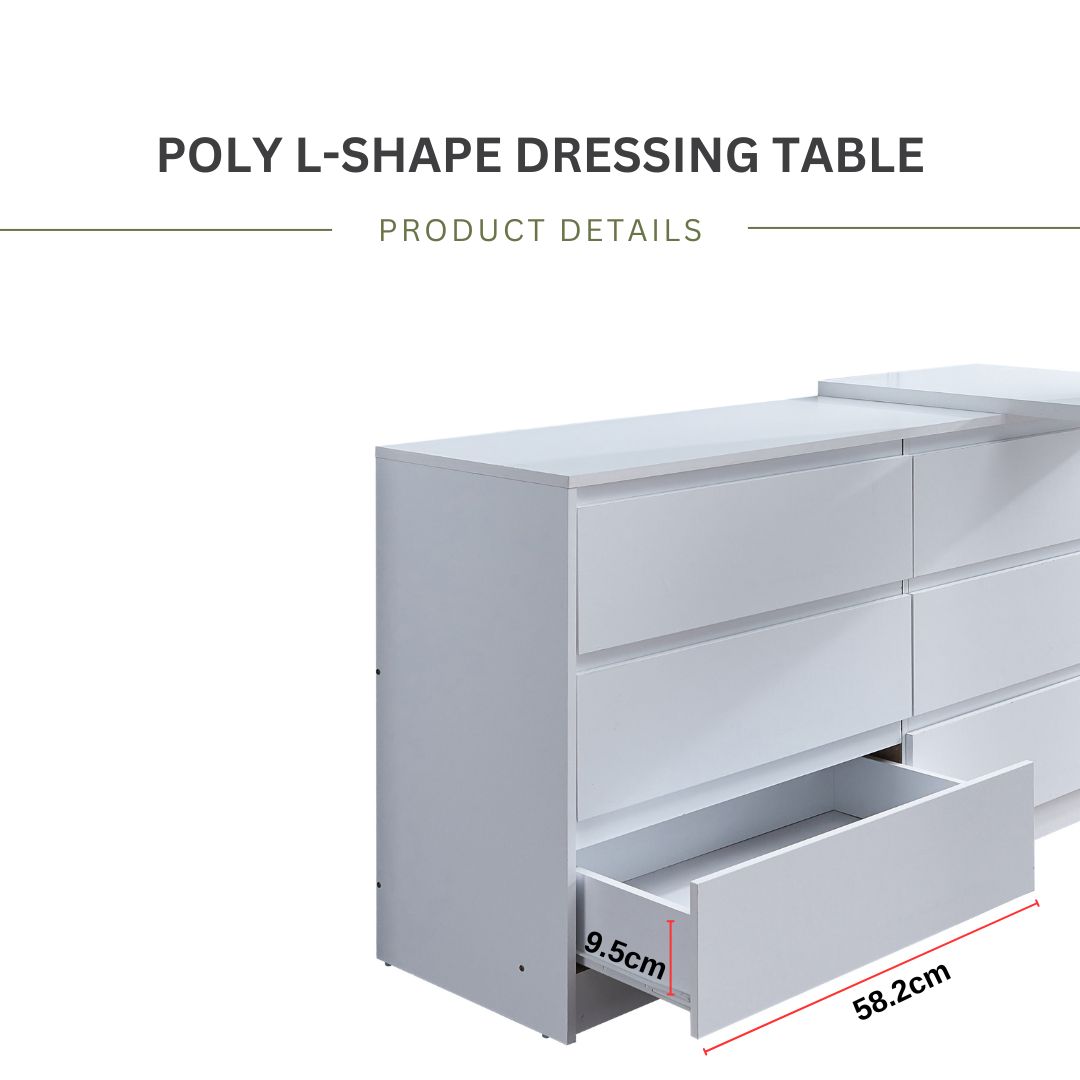[FREE/LOW SHIPPING] ELISA HOME Poly L Shape Table With Free Mirror/Meja ...