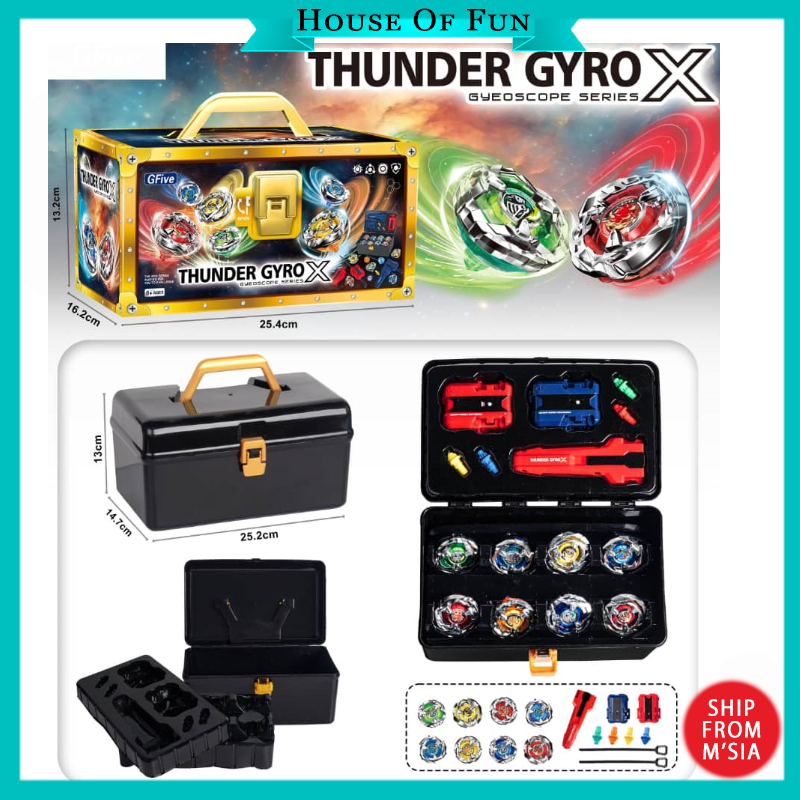 Top Gyro Toy Set With Grip And Launchers Spinning Flame Beyblade ...