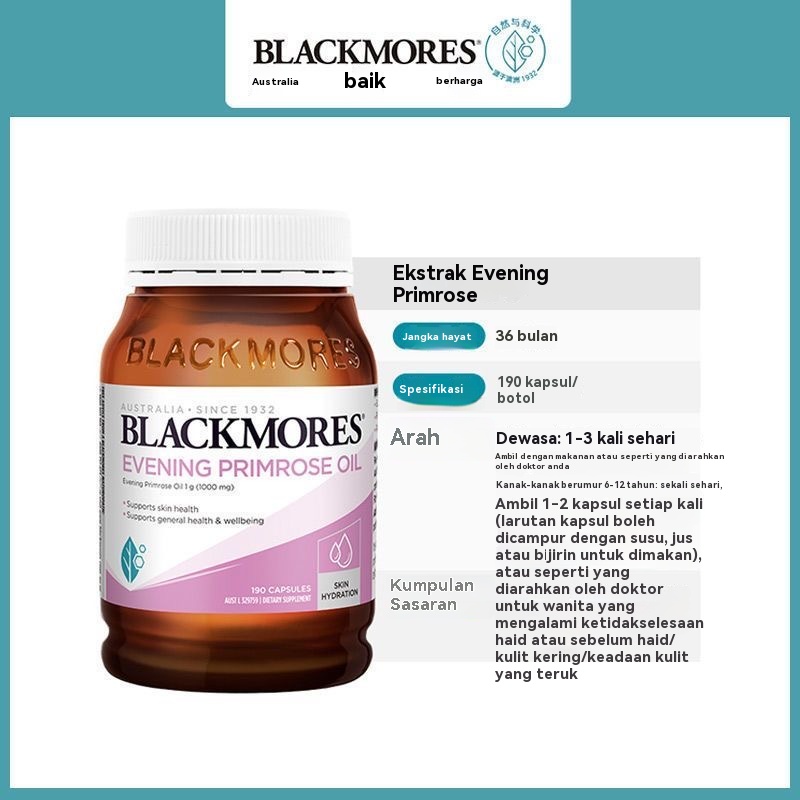 [Ready Stock ] Blackmores Evening Primrose Oil EPO ( 190 Capsules ...