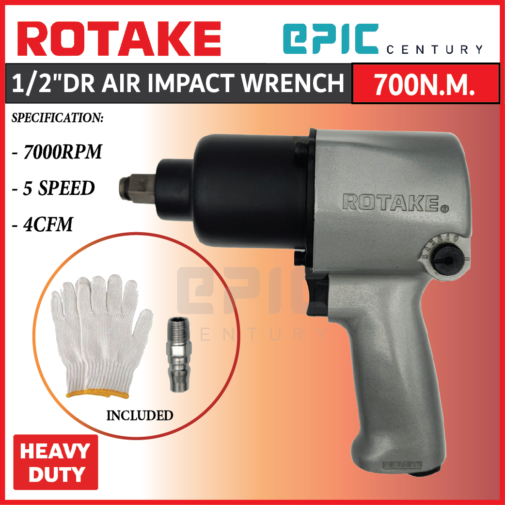 Rotake 1/2" Twin Hammer Air Impact Wrench 700Nm (Heavy Duty) | Shopee ...