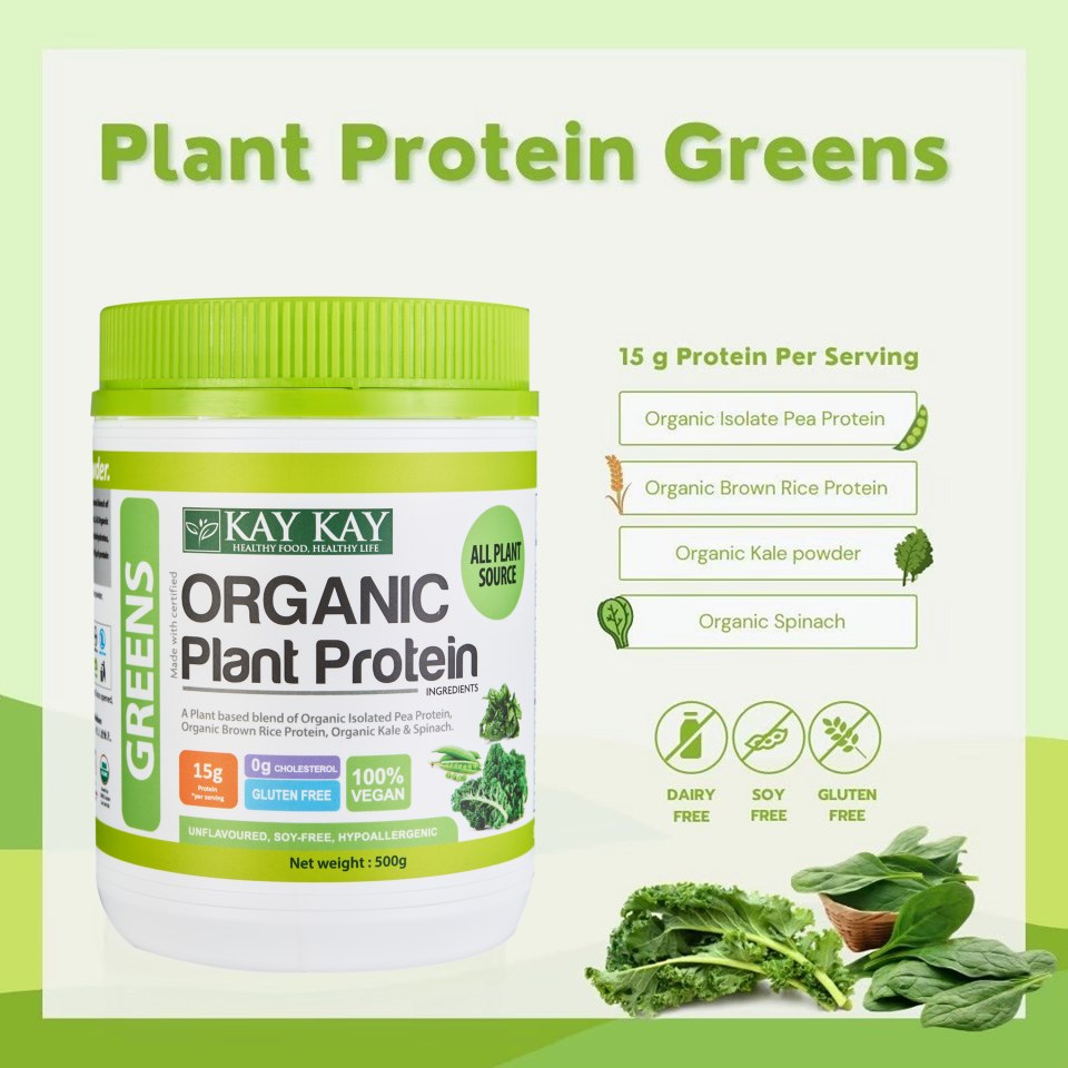 KAY KAY Organic Plant Protein Greens Powder 500g ( Pea Protein | Brown ...