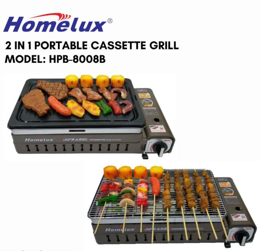 Homelux Portable BBQ Stove 2-in-1 Cassette Grill with Grill Pan ...