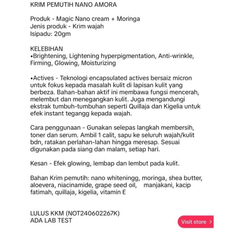 AMORA WHITENING SPRAY & CREAM PEMUTIH NANO AMORA (ORIGINAL) | Shopee ...