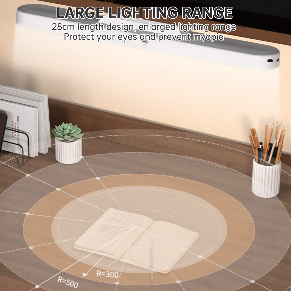 Magnetic Led Strip Light for Bedroom 3 Colors USB Rechargeable Table ...