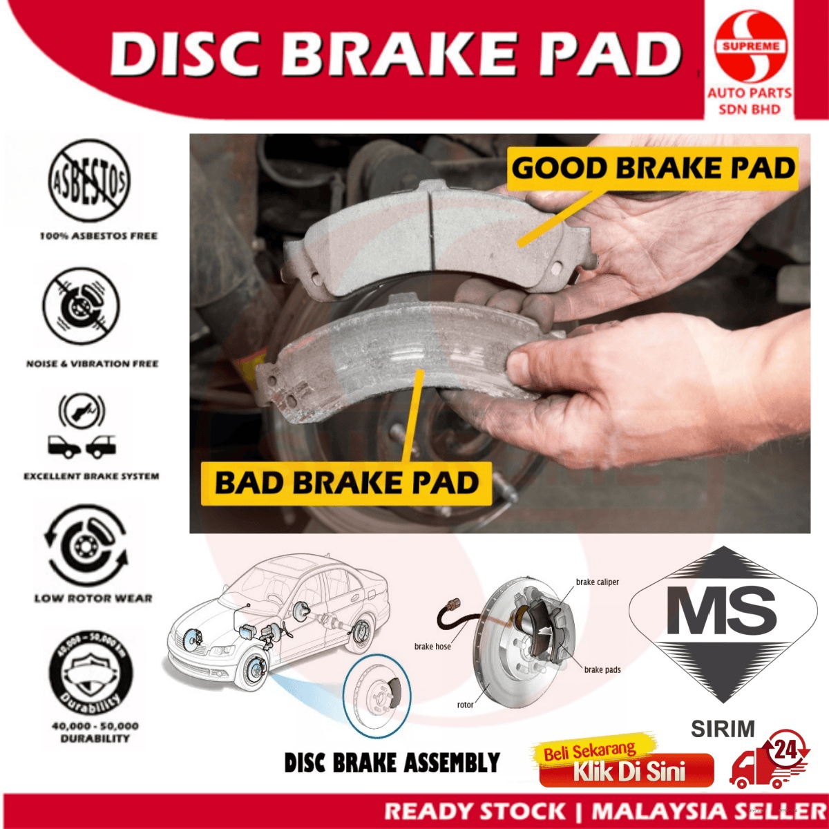 S2U AISIN Disc Brake Pad Rear Toyota Camry ACV40 ACV50 Harrier ZSU60 2. ...