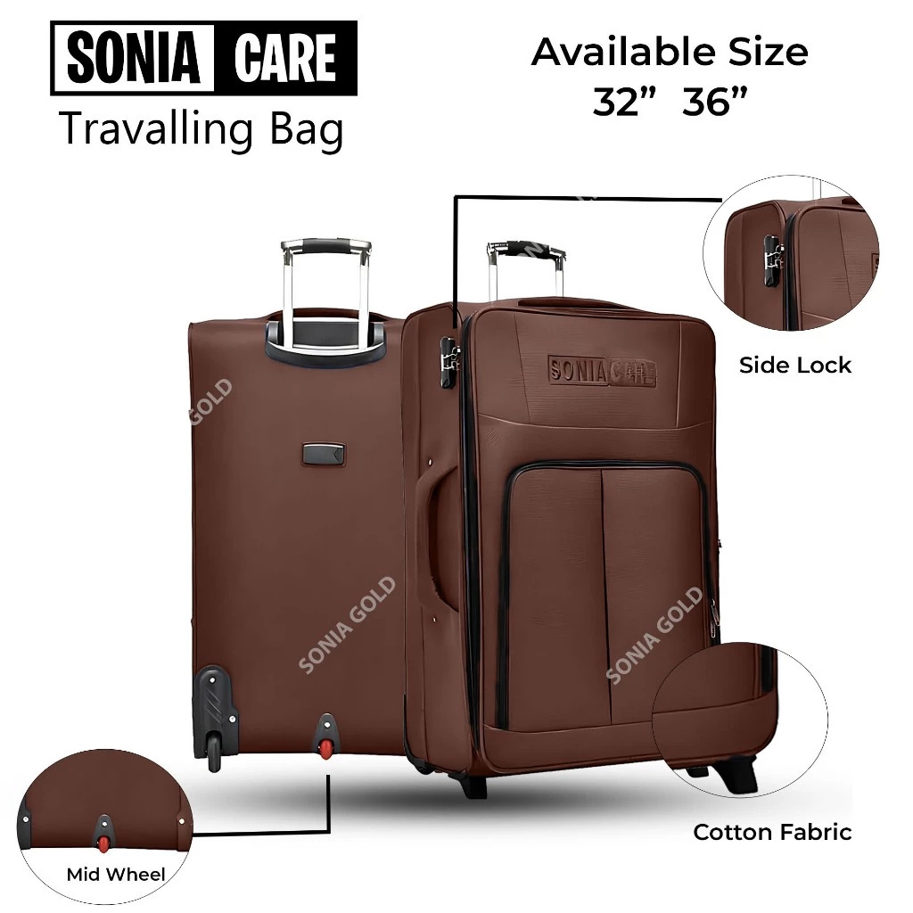 Sonia Care 32" Luggage Trolley Bag – Suitcase Soft Shells – Lock ...