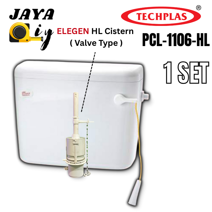 Techplas [ VALVE TYPE ] ELEGEN High Level White Water Cistern Tandas ...
