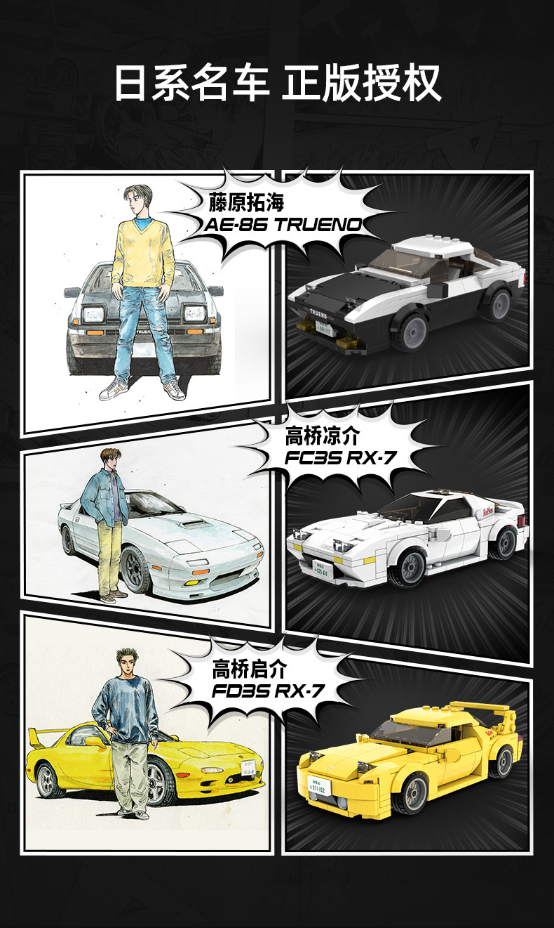 AE86 car building block race car RX 7 Racing Car INITIAL D FC3S-RX7 ...