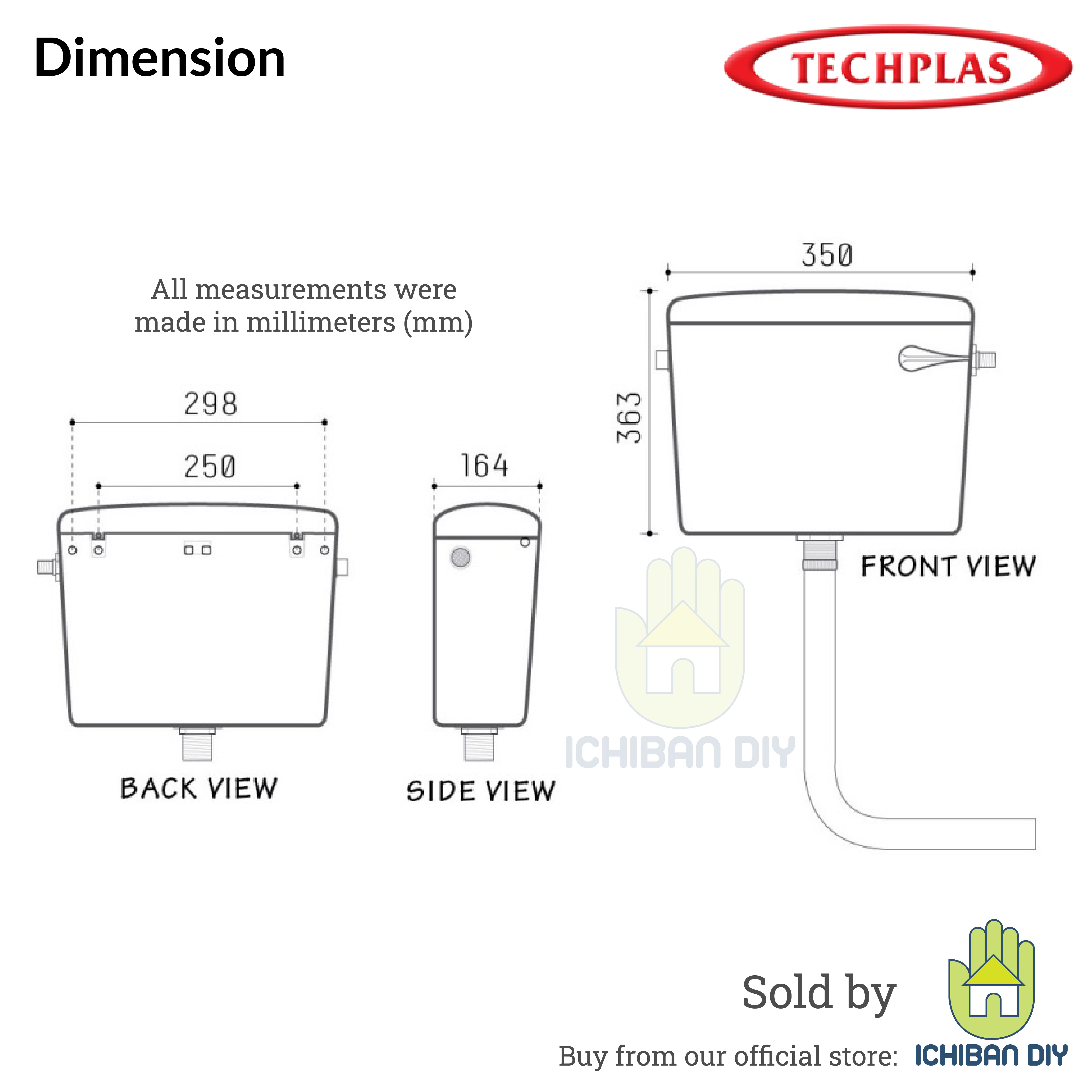 TECHPLAS Duratech PCL-1109-HL Cistern (Valve Type) High Level Flush ...