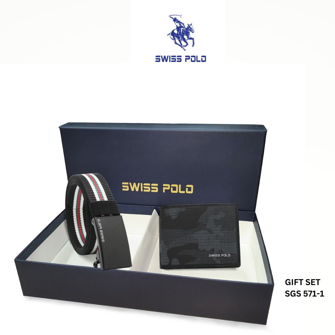 Swiss Polo Men's RFID Bifold Wallet And Automatic Belt Gift Set Box ...
