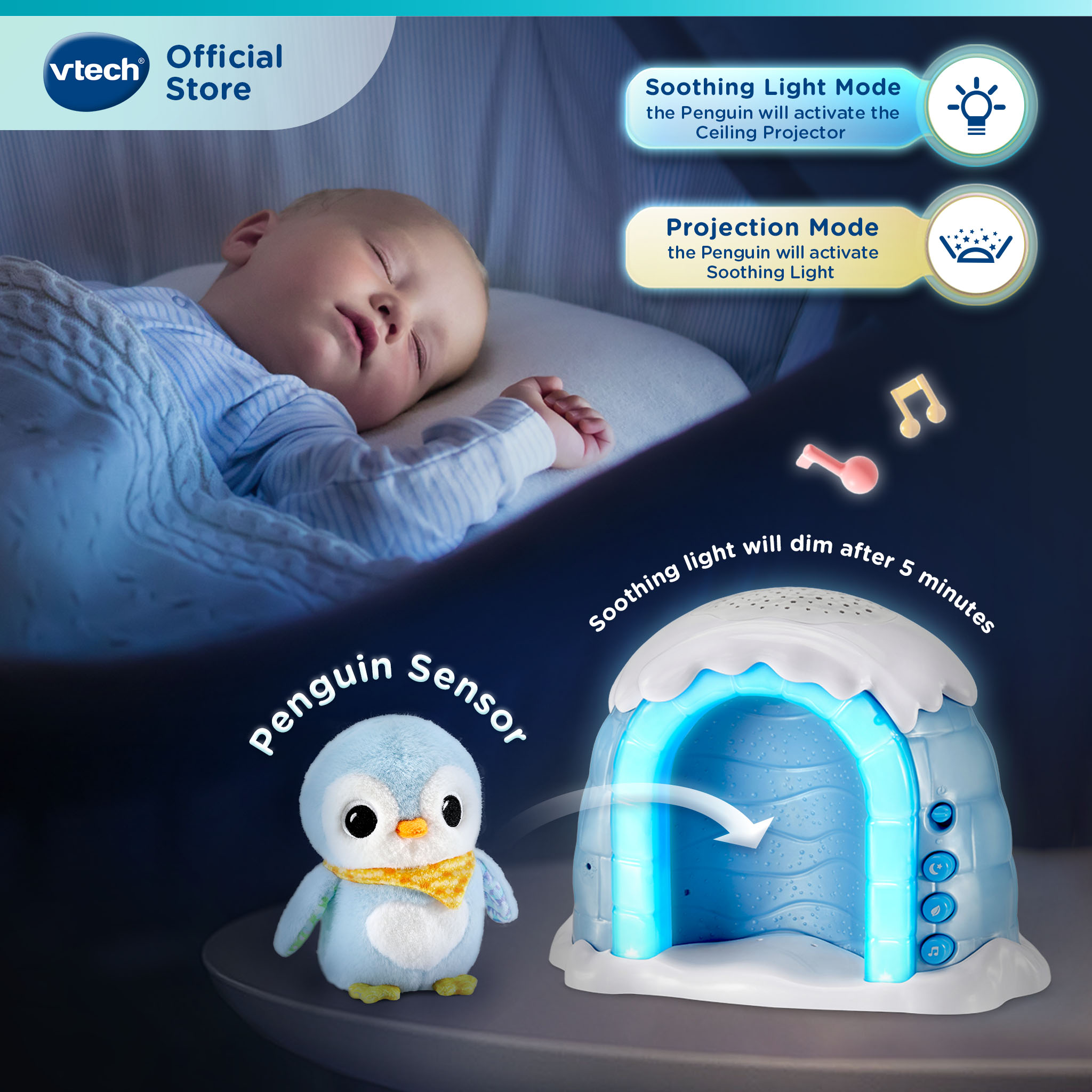 VTech Soothing Starlight Igloo New born baby soothing light projector ...
