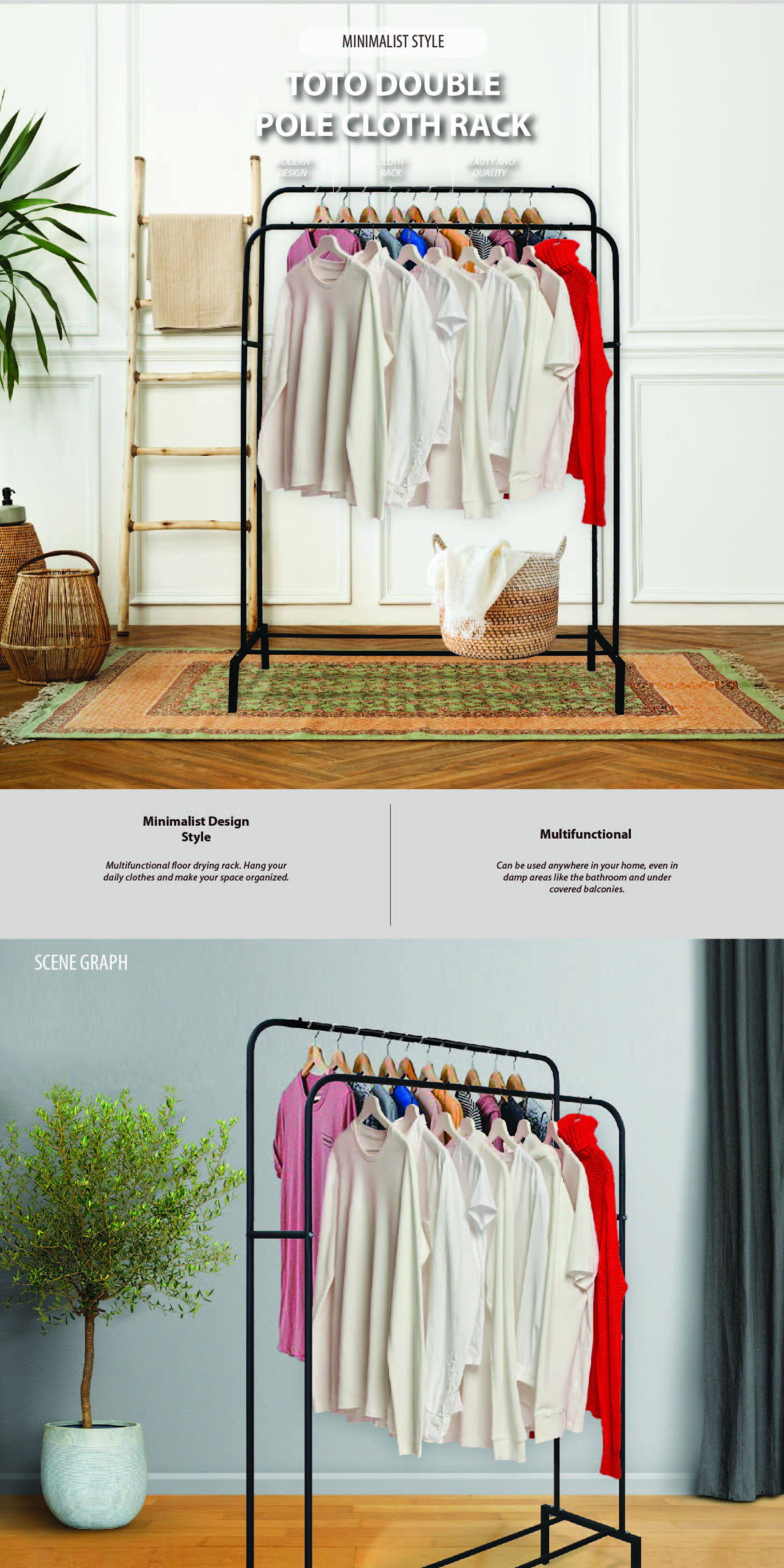 TSBRILLIANT Rak Pakaian 2 Tiang TOTO - TOTO DOUBLE POLE RACK | Shopee ...