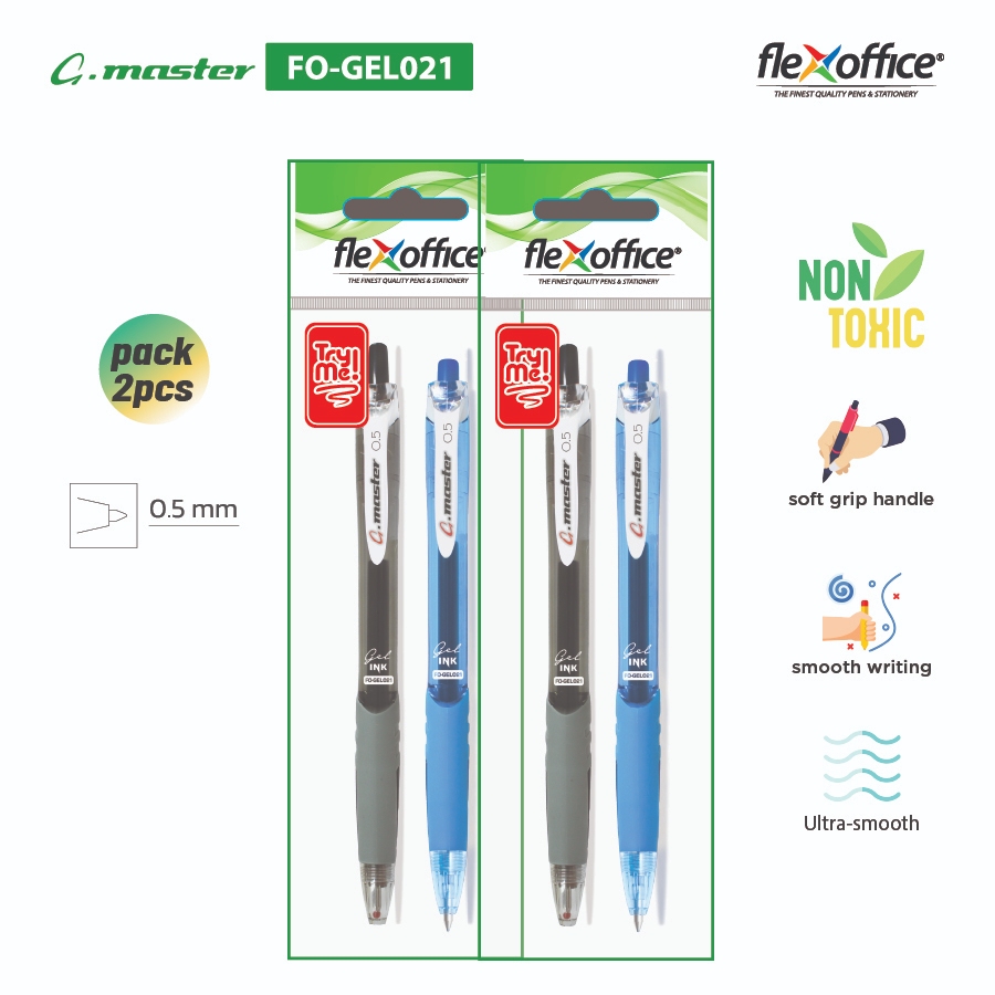 FlexOffice G-Master 0.5 Retractable Gel Pen Sign Pen - Black/Blue/Red ...
