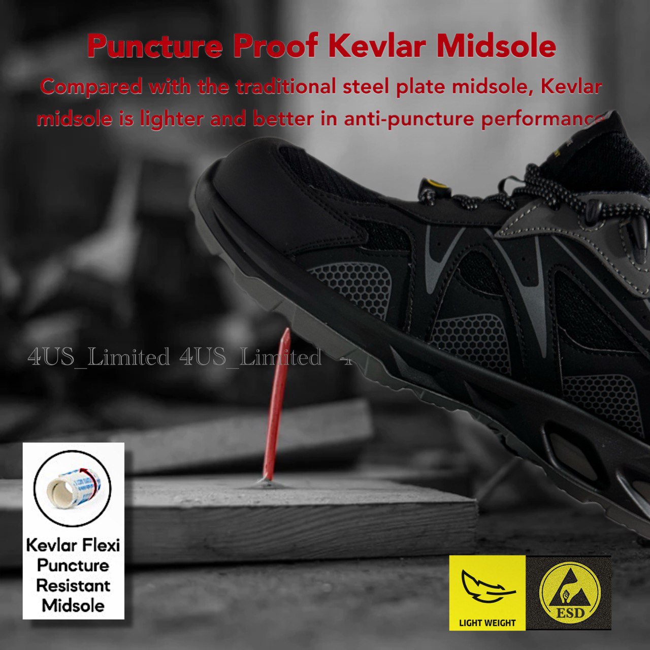 Modasafe M-2531Anti-static Low Cut 4.5" Laces-Up Safety Shoes (Sirim ...