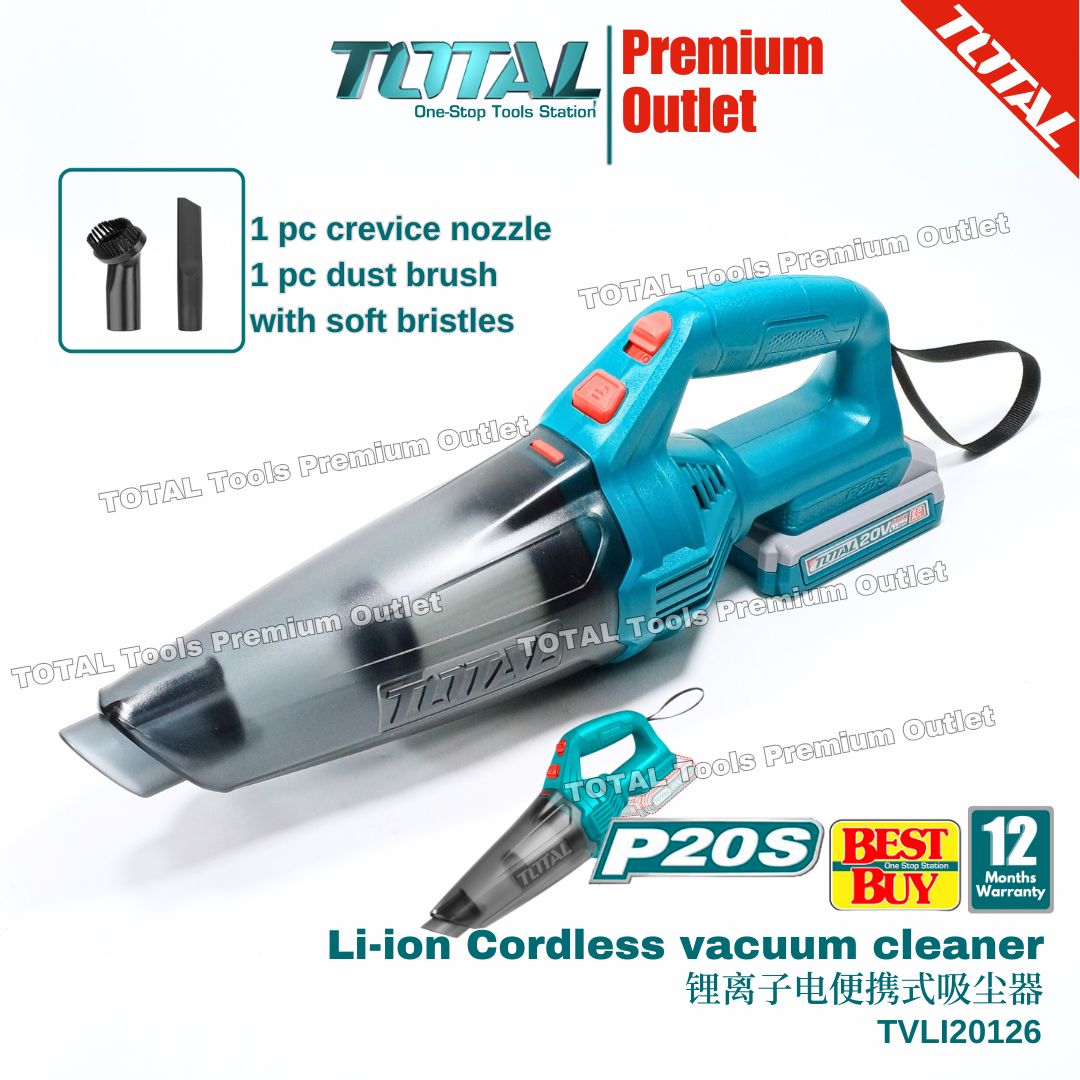 TOTAL Tools 20V series Li-Ion Cordless Portable Vacuum cleaner ...
