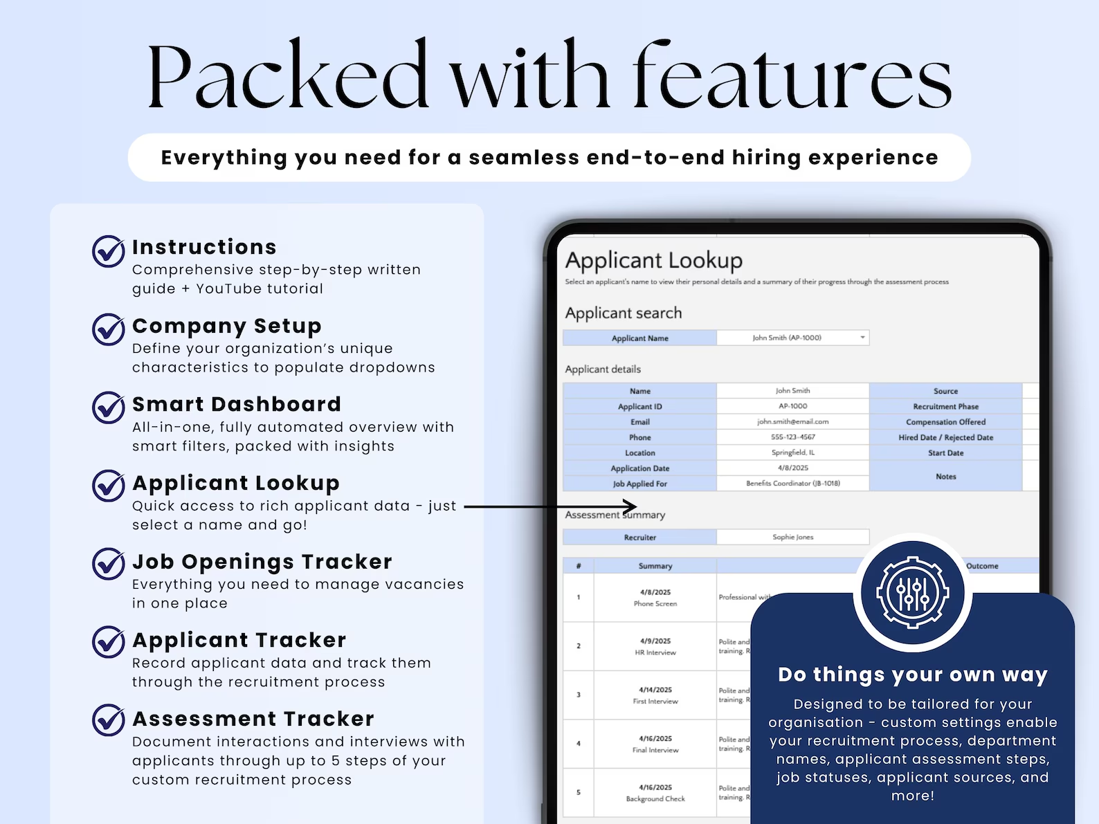ATS Recruitment Tracker Spreadsheet Hiring Tracker Excel Recruiting ...