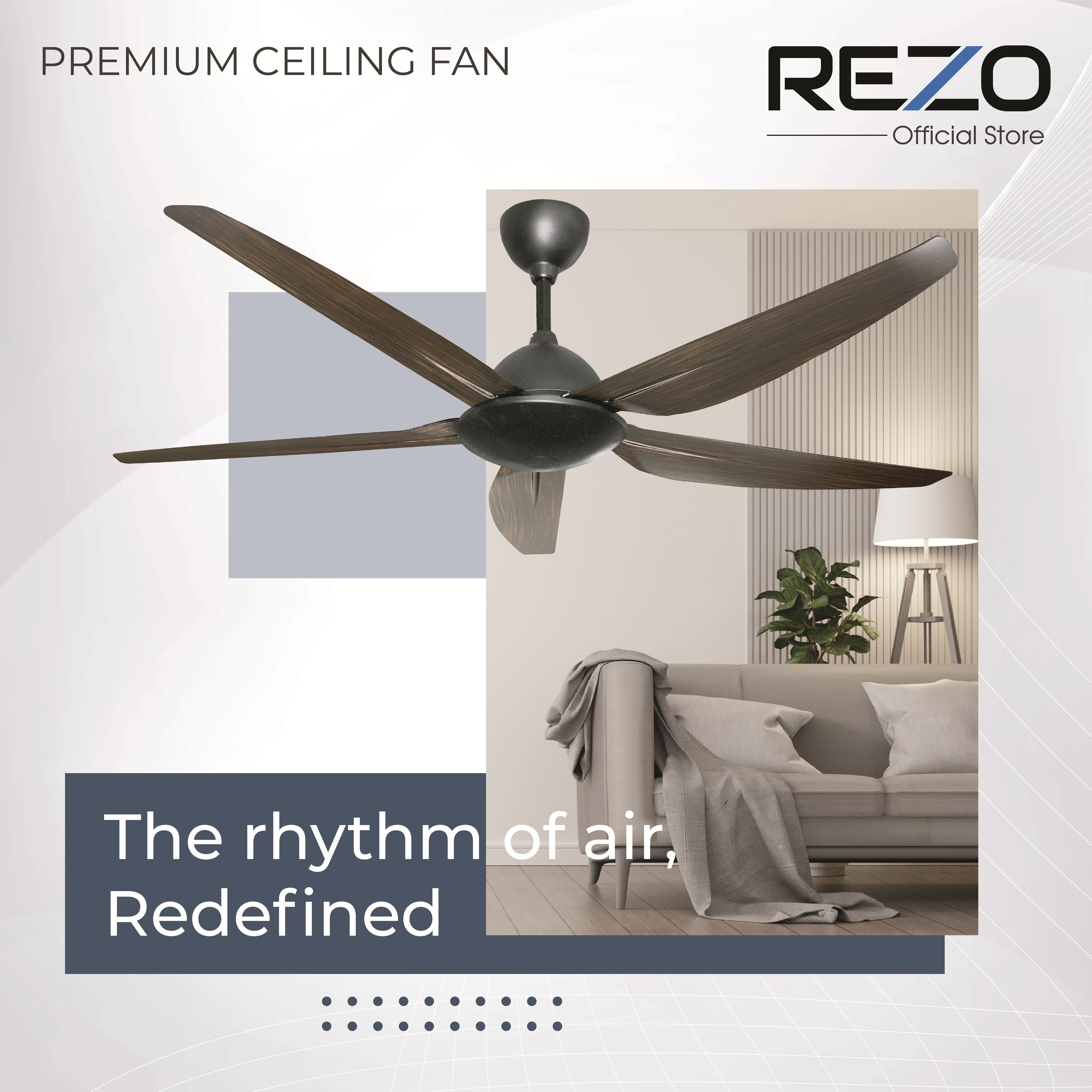 REZO Classic Series 56" 5 Blades DC Motor Ceiling Fan With Remote ...