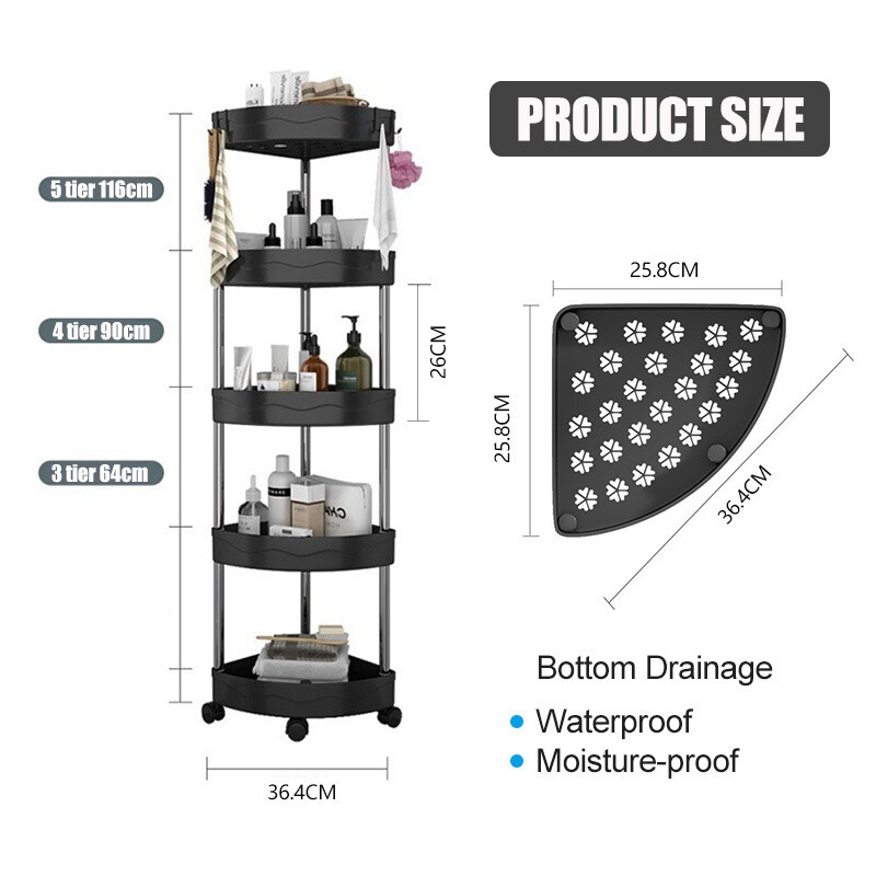 Bathroom Triangular Rack Trolley Rack Floor Standing Multi Tier Storage ...