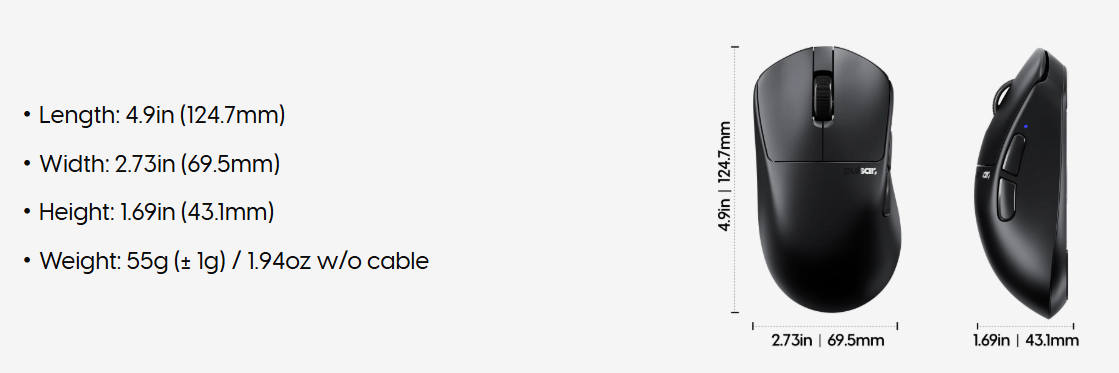 Pulsar X3 LHD Wireless Gaming Mouse [Left Handed] - Hybrid Ergonomic ...