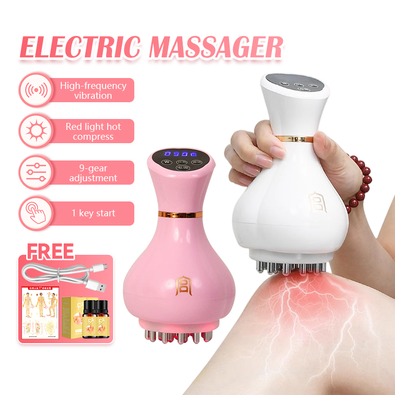 Electric Meridian Brush Massager 9-Speed Heating Vibrater Kneading ...