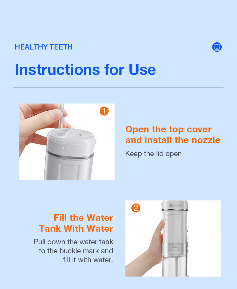 Airuidu CF500 Electric Water Flosser With 4 Head 160ML Water Floss ...