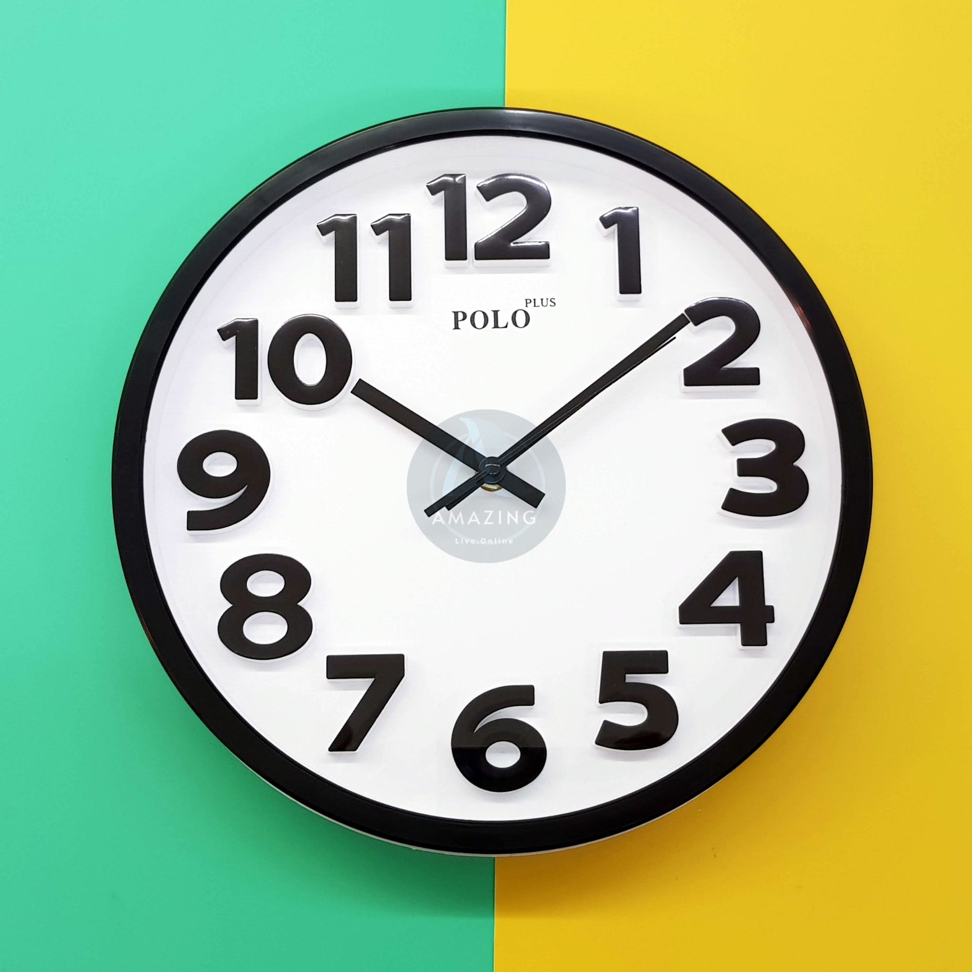 POLO PLUS 9261 Analog Wall Clock Medium Size 3D Number Modern Style Jam ...