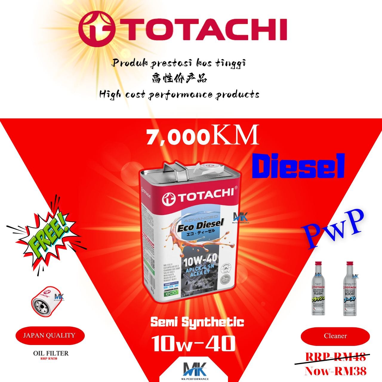 ORIGINAL - TOTACHI JAPAN Engine Oil 10W40 ECO DIESEL Semi Synthetic 4L ...