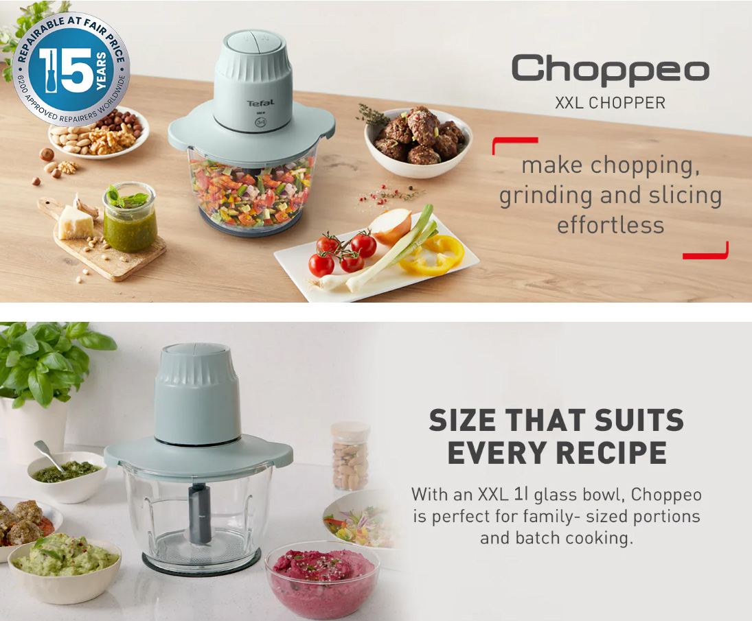 [NEW] Tefal XXL Choppeo 1L Electric Chopper Glass Bowl Mix, Mince Food ...