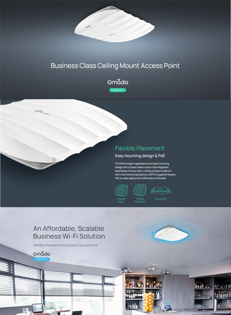 TP-Link Omada EAP110 / EAP115 / EAP225 / EAP245 Ceiling Mount Wi-Fi ...