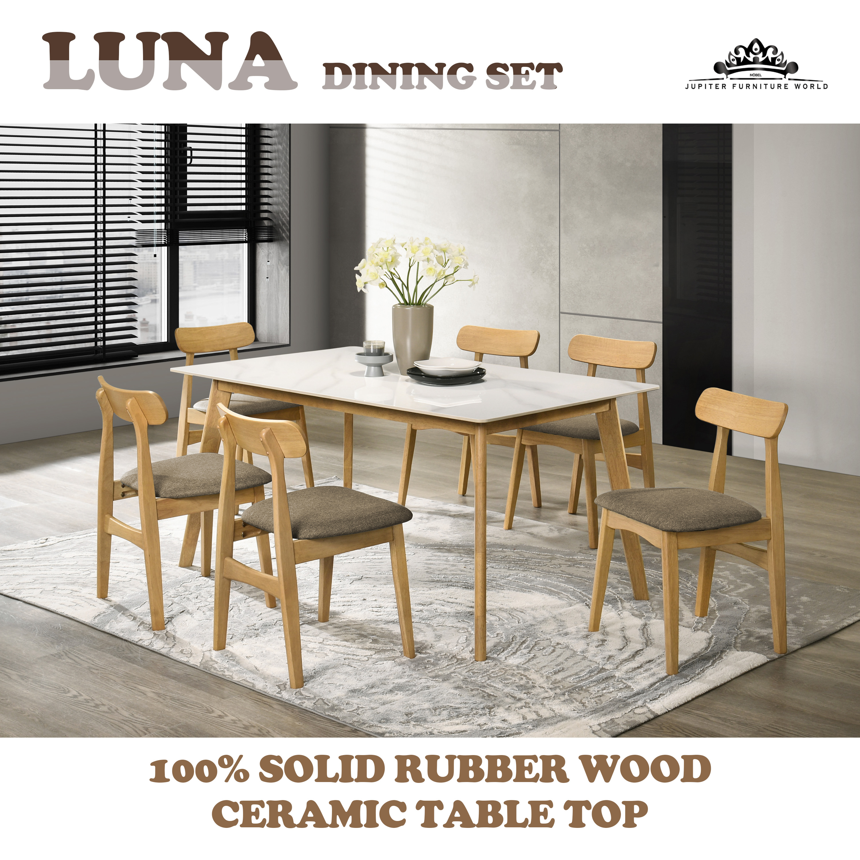 [JFW LUNA DINING TABLE SET]- CERAMIC DINING TABLE/ SET MEJA MAKAN/MEJA ...