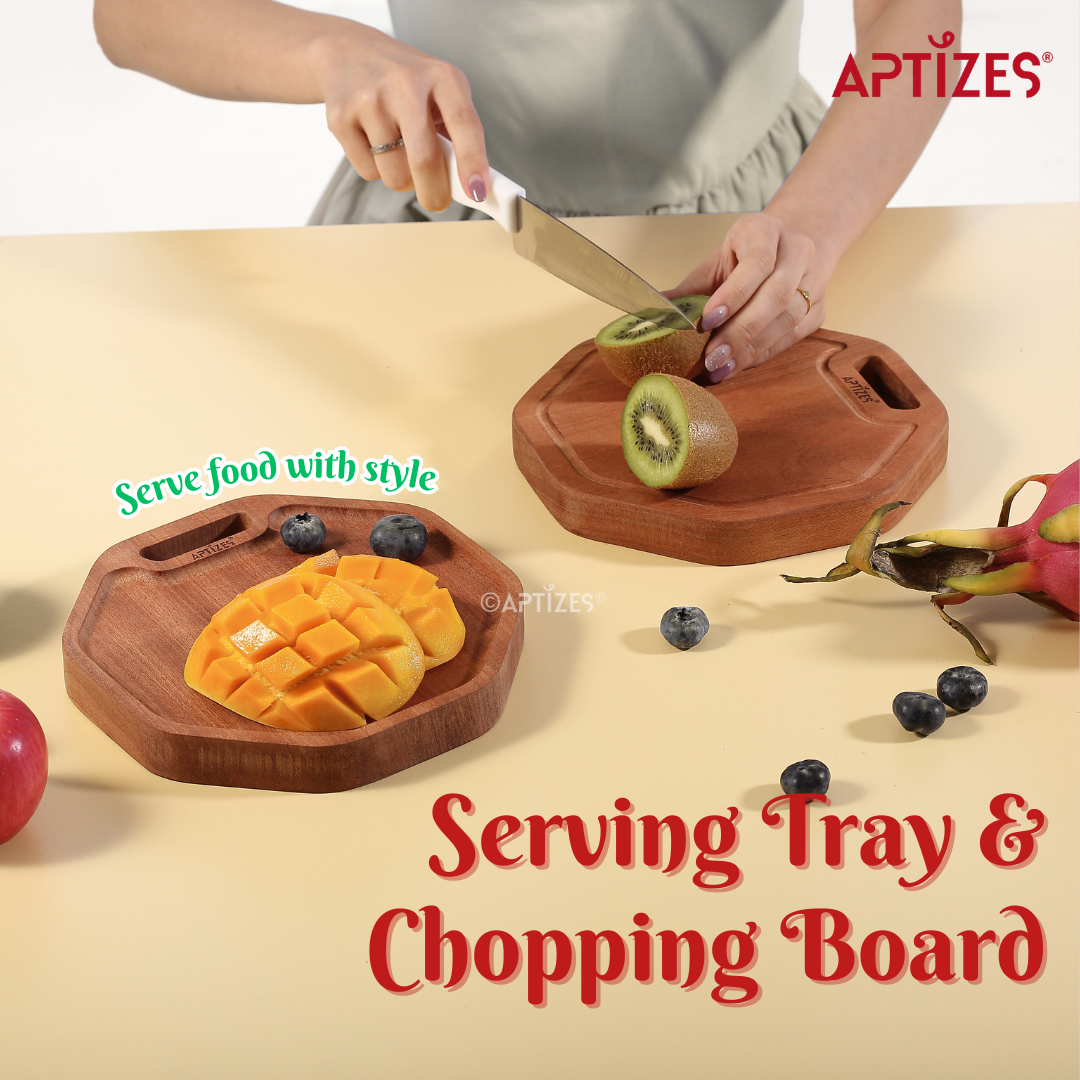 APTIZES® | Ebony Dual-Sided Chopping Board with FDA Certified Serving ...